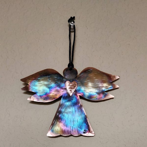 Handcrafted Copper Angel With Heart Ornament - Etsy