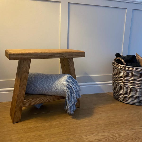 Rustic Wooden Milking Stool | Side Table | Bathroom Stool - Etsy UK