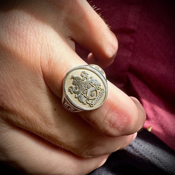 Family Crest Signet Ring,handmade Sterling Silver Signet Ring,all Kinds ...