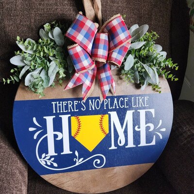 Baseball Front Door Decor There's No Place Like Home Baseball Baseball ...