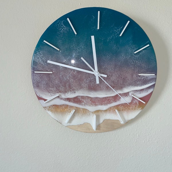 Resin Art Clock, Ocean Wave Clock, Handmade 10x18 Wood - Etsy
