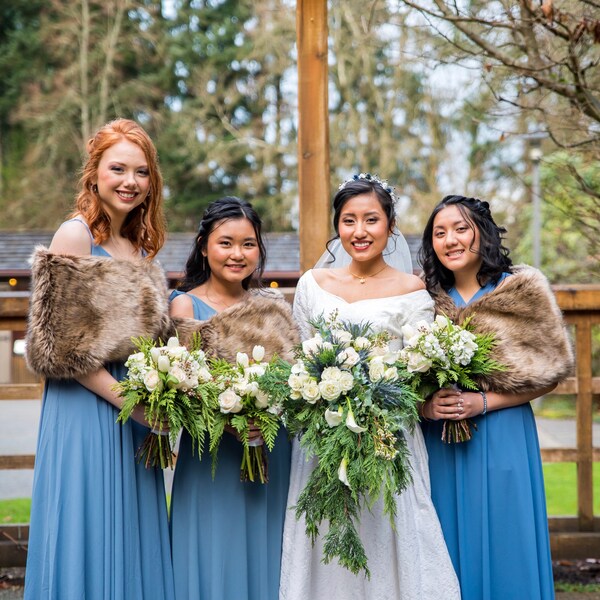 Brown Faux Fur Bridal Wrap, Wedding Fur Shrug, Brown Fur Wrap, Bridal ...