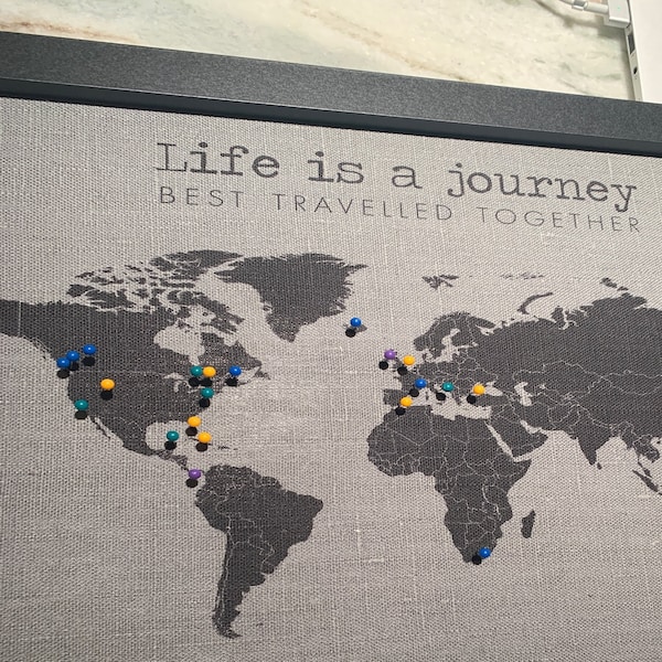 Life is A Journey Pushpin Travel Map • World Map Wall Art • Travel Map ...