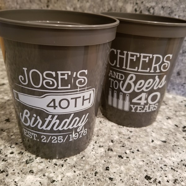40th Birthday Party Cups, Custom Birthday Cup Favors, Cheers to 40 ...