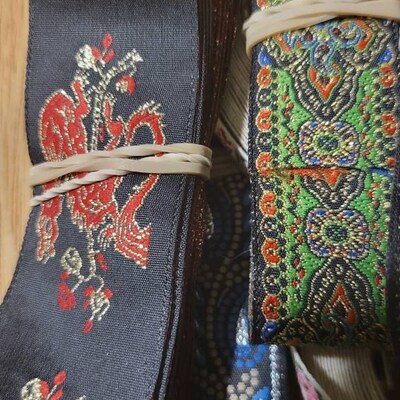 Antique Rare Vintage Watered Silk Floral Ikat Wide 8 3/4 Width Over 1 ...