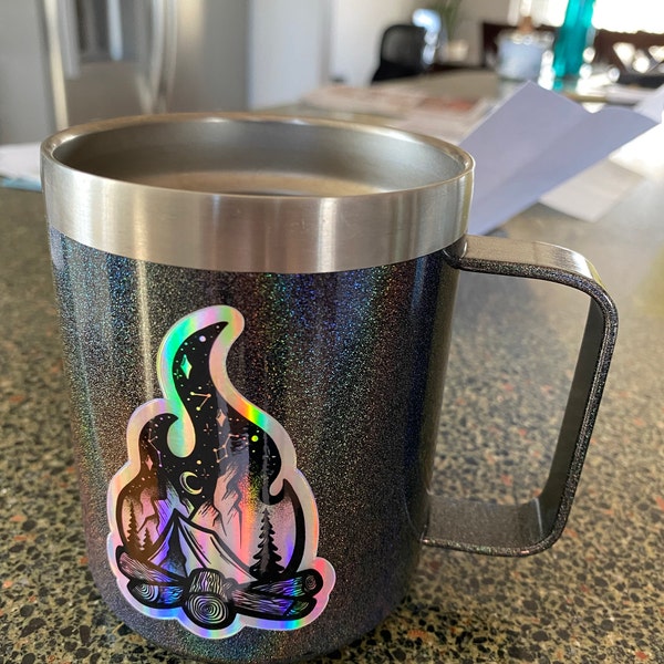 Holographic PNW Campfire Die Cut Vinyl Sticker | Camping Stickers ...