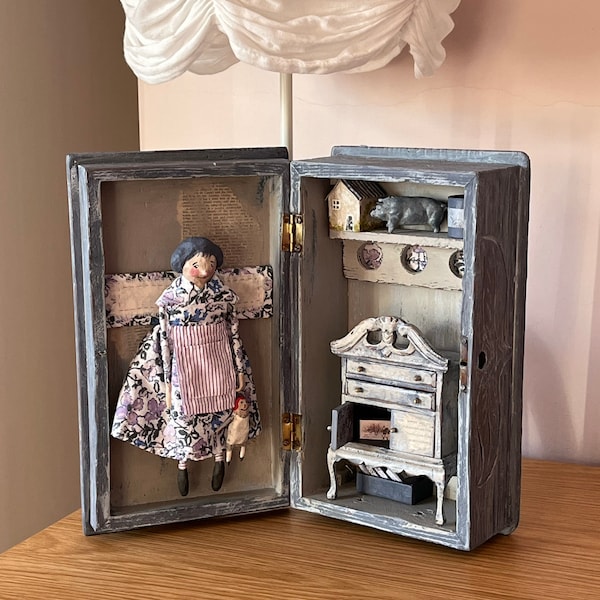 Paper Mache House With Tiny Furnishings, Back Yard, and Poetry ...