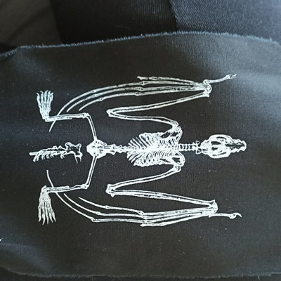 Screenprint FISH SKELETON Yin and Yang Patch Black or White - Etsy