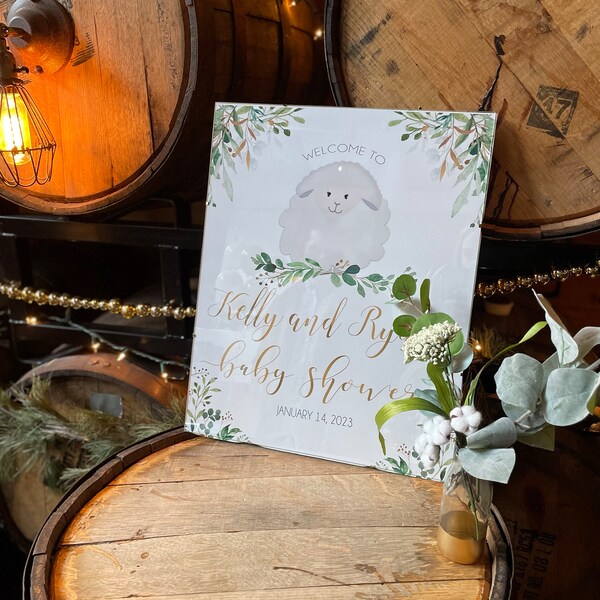 Little Lamb Welcome Sign, Little Lamb Baby Shower Welcome Sign, Little ...