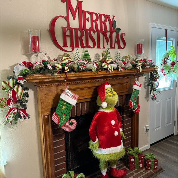 Grinch Inspired Tree Topper, Christmas Tree Decor, Whimsical Topper ...