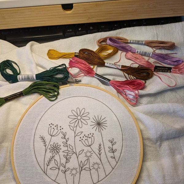 Simple Wildflowers Embroidery Pattern Instant Download, Beginner ...