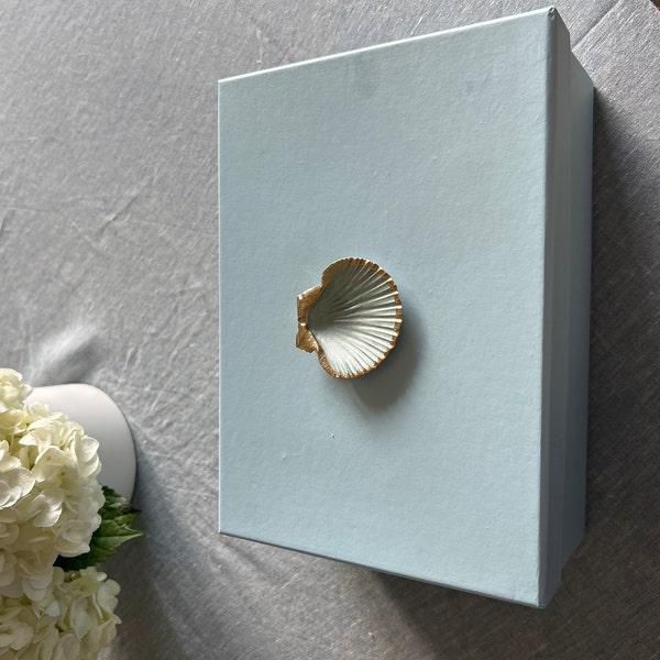 Eggshell Blue & Gold, Scallop Shell W. Oyster and Freshwater Pearls ...