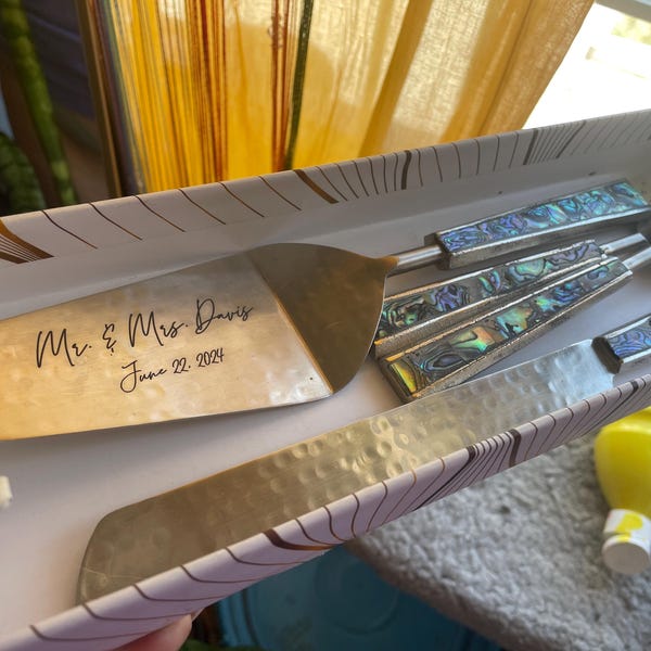 Mother of Pearl Inlay Flatware Set Gold Wedding Flatware 5 Piece ...