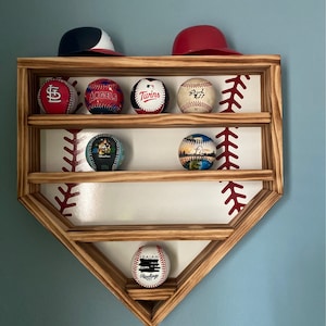 Rustic Baseball and Ring Display Holds 22 Rings/medals and 11 Baseballs ...
