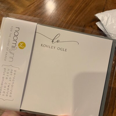 Personalized Note Card Set EXQUISITE SCRIPT MONOGRAM Women's Stationery ...