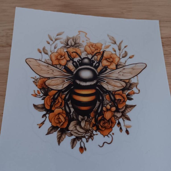 Bee Sticker, Insect Sticker, Floral Sticker, Bug Sticker, Flower ...