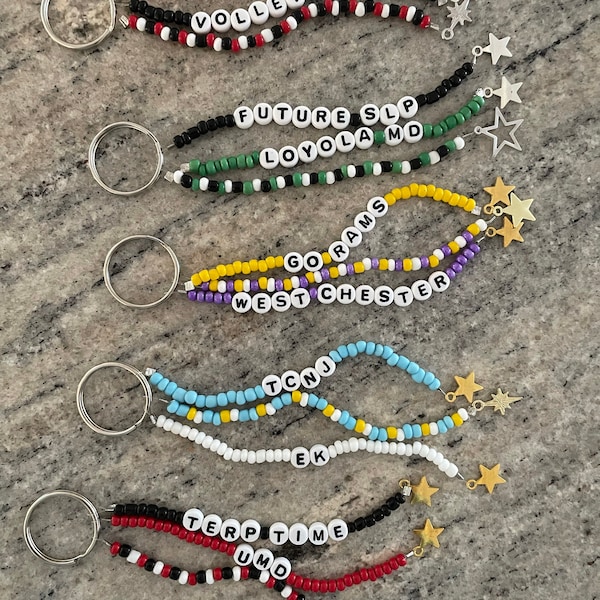 Custom Beaded College Keychain - Etsy