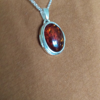 Baltic Amber Locket Pendant Necklace Sterling Silver Locket Pendant ...