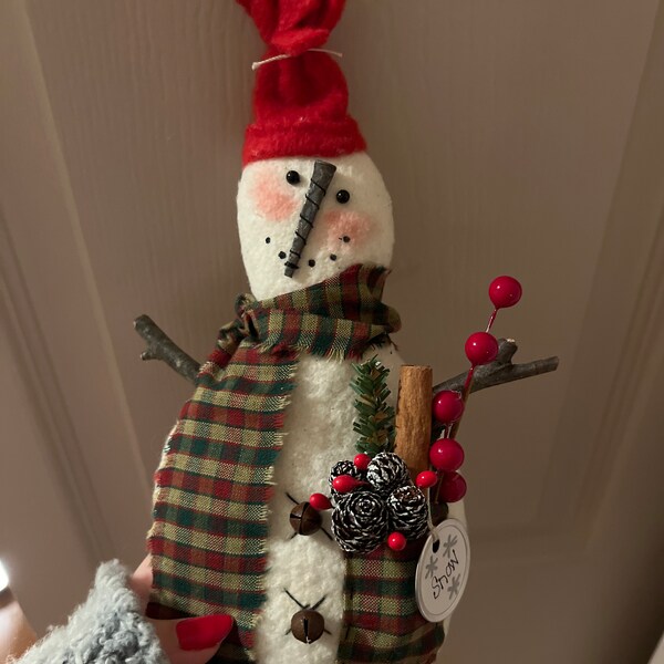 Rustic Primitive Fabric Snowman Decor | Christmas Winter Decoration ...