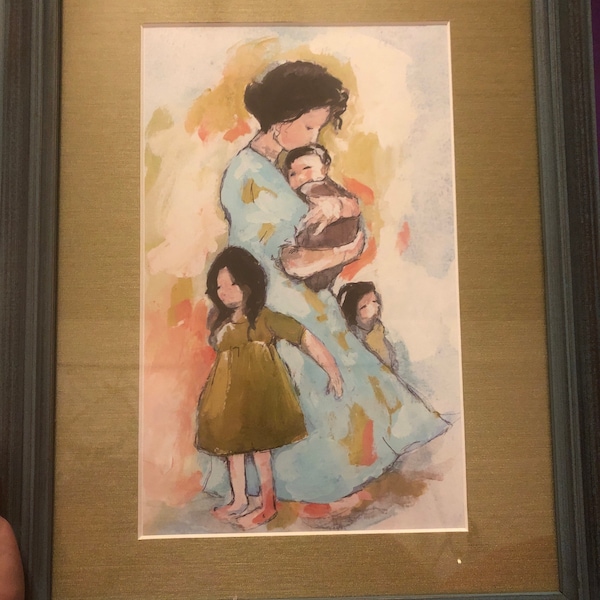 Mother of Three, Mother and Child Painting, Abstract Mother Print ...