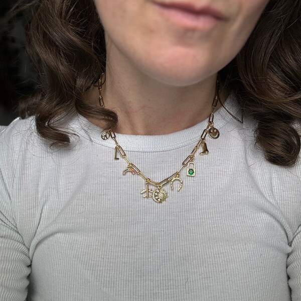 Charm Necklace, Gold Charm Necklace, Custom Charm Necklace ...