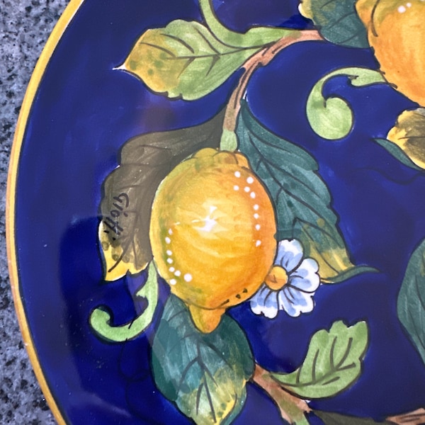 Italian Ceramic Set of 4 Dinnerware Plate Lemons ISCHIA Hand Painted ...