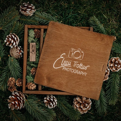 5x7 Wood Print Box With USB Insert 5x7 Wedding Photo Box for - Etsy