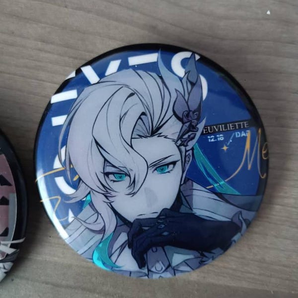 HSR Glitter Shining Large Pins Buttons 7.5cm Sunday Robin Sparkle Black ...