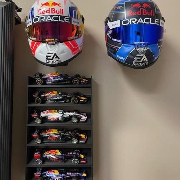 V2 6 Car Tilted Bburago 1:43 1/43 F1 Formula 1 Race Car Display Stand W ...