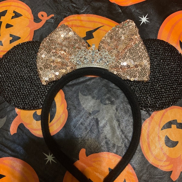 Rose Gold Tiara Sequin Mouse Ears / Sparkle Red Ears / Princess Mouse ...