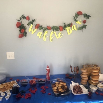 Waffle Bar Banner, Glitter Waffle Bar Sign, Waffle Station Decorations ...
