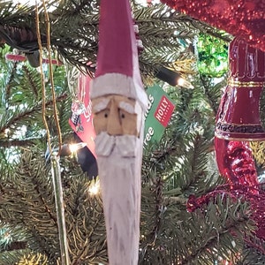 Hand Carved Wooden Folk Art Triangle Santa Claus Figure - Etsy