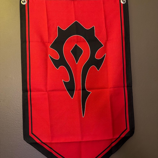 Horde Banner || Orgrimmar Flag | Wow Wall Decor | Gift for Gamer | Game ...
