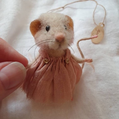 Needle Felt Mouse Miniature Mouse Felt Mouse Dollhouse Mouse Needle ...