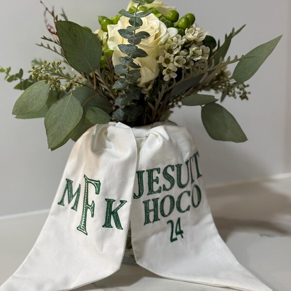 Hoco Custom Embroidered Bouquet Wrap Sash Bow Prom Bouquet Sash With ...
