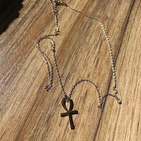 18K Gold Ankh Necklace, Gold Ankh Necklace, Dainty Ankh Necklace ...