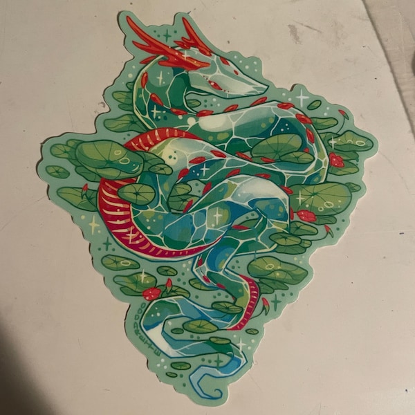 Water Dragon Sticker - Transparent Stickers - Vinyl - Waterproof ...
