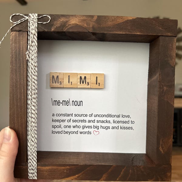 Personalized Mimi Grandma Gift Scrabble Tile Definition Frame Walnut ...