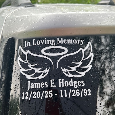 Angel Wings Memorial Car Decal in Loving Memory Car Decals - Etsy
