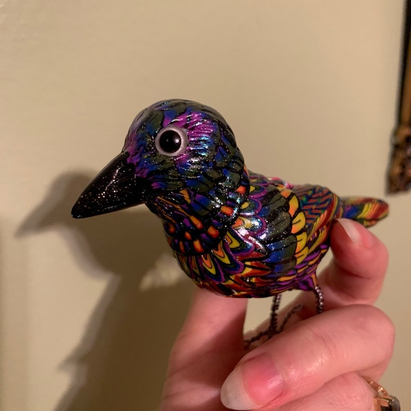 Standing Simple Crow "blind Box" Polymer Clay Miniature Hand Sculpted ...