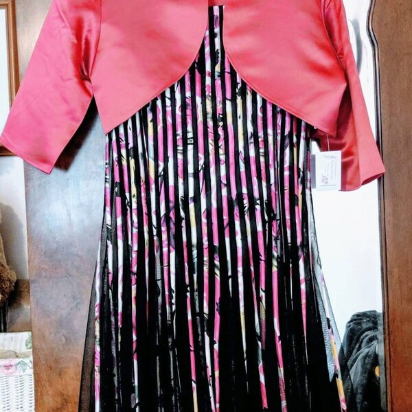 Bolero/casaco curto/encolhido de cetim rosa framboesa totalmente ...