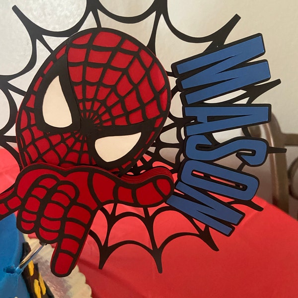 Spiderman Custom Cake Topper, Personalized Cake Topper, Spiderman Cake ...