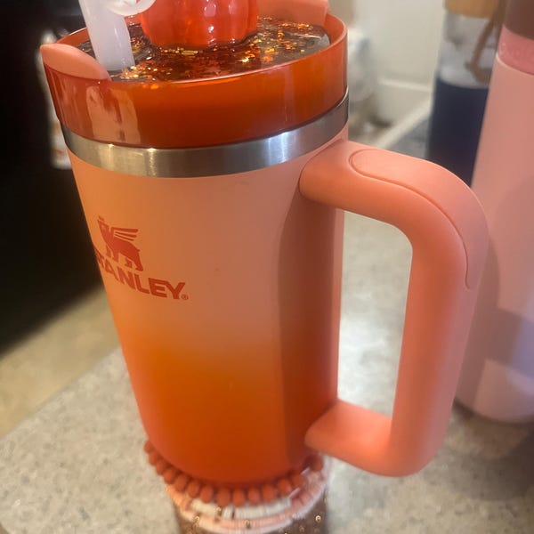 Fall Coaster Set 4 Coasters and Holder Orange Gold Green Red Glitters ...