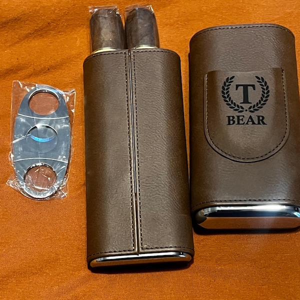 Custom Leather Cigar Case With Cutter, Personalized Cigars Accessories ...