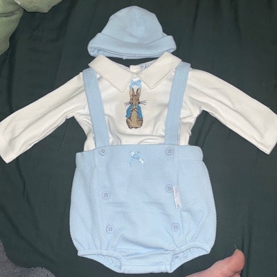 Embroidered Peter Rabbit baby Boys 2 Pcs Short Romper Dungaree Set ...