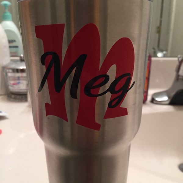 Name Decal, Name and Initial Decal, Yeti Name Decal, Yeti Decal, RTIC ...