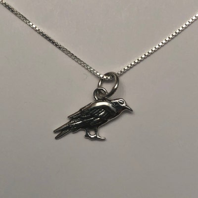 Tiny Raven Sterling Silver Necklace. Raven Jewelry, Dainty Raven ...