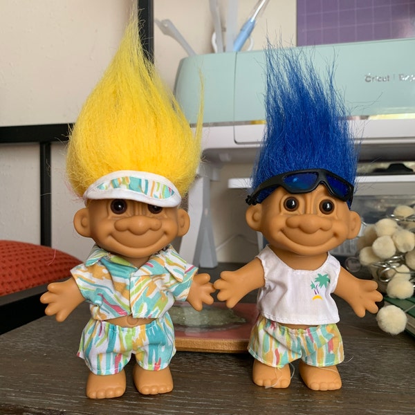 Vintage Russ Troll Doll, Beach Bum Troll With Swimsuit, Blue Hair ...