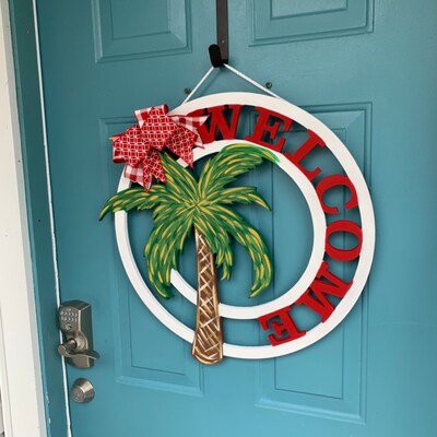 Palm Tree Door Hanger for Home or Office, Welcome Sign, Wreath, Home ...