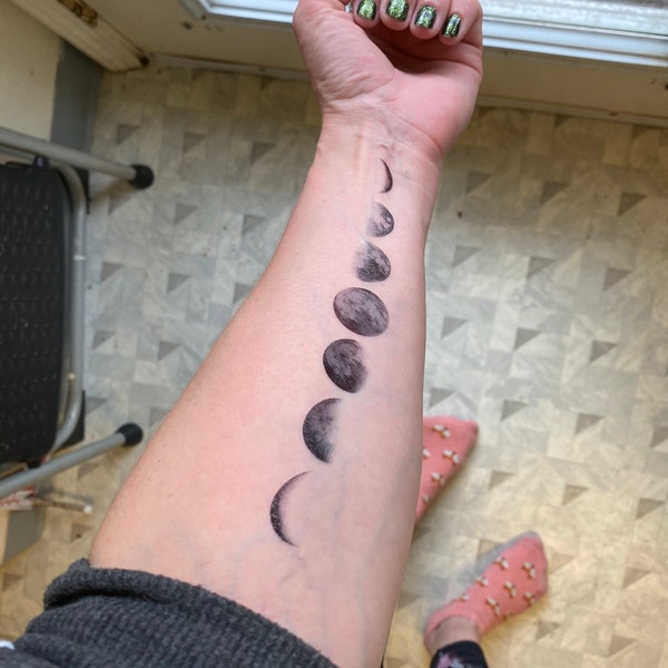 Moon Phase Temporary Tattoo | Moon Temporary Tattoo | Moon Phase Gift ...